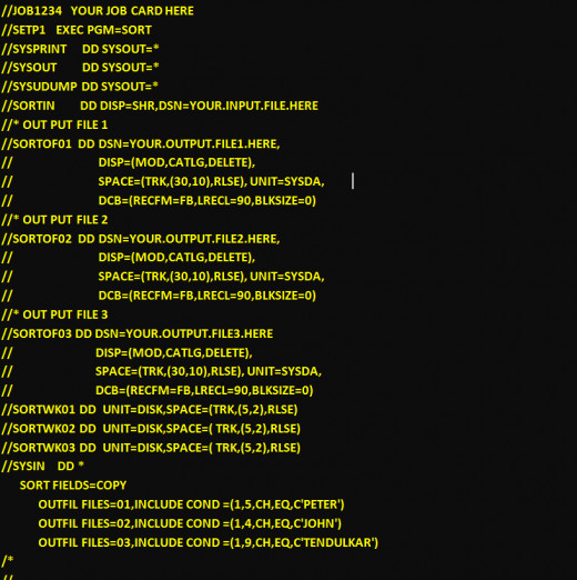 Outfil In Sort Jcl Sort Jcl Examples Hubpages
